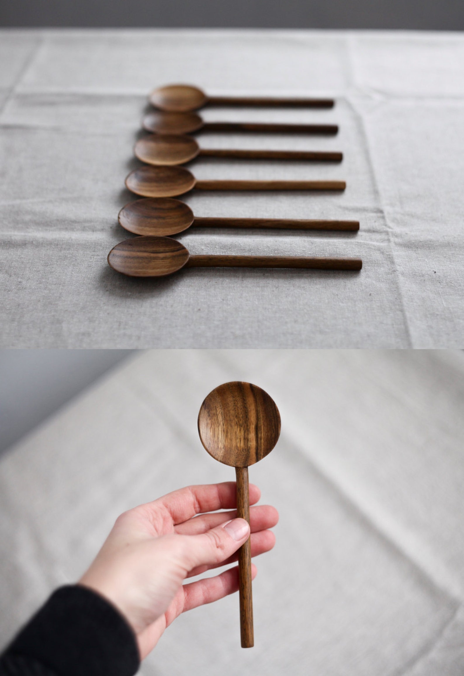 Round Walnut Wooden Spoon Handcarved Spoon Peanut Butter - Etsy