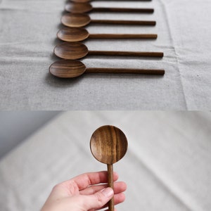 Round Walnut Wooden Spoon Handcarved Spoon Peanut Butter - Etsy