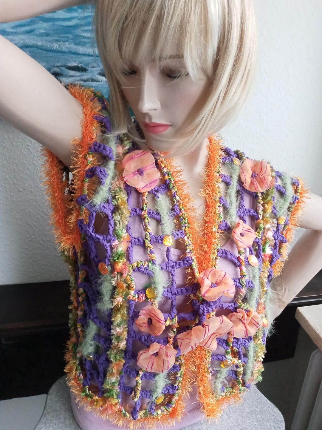 Luxury Chrochet Vest Freeform Crochet Bolero TOP Exclusiv Crochet 70 ...