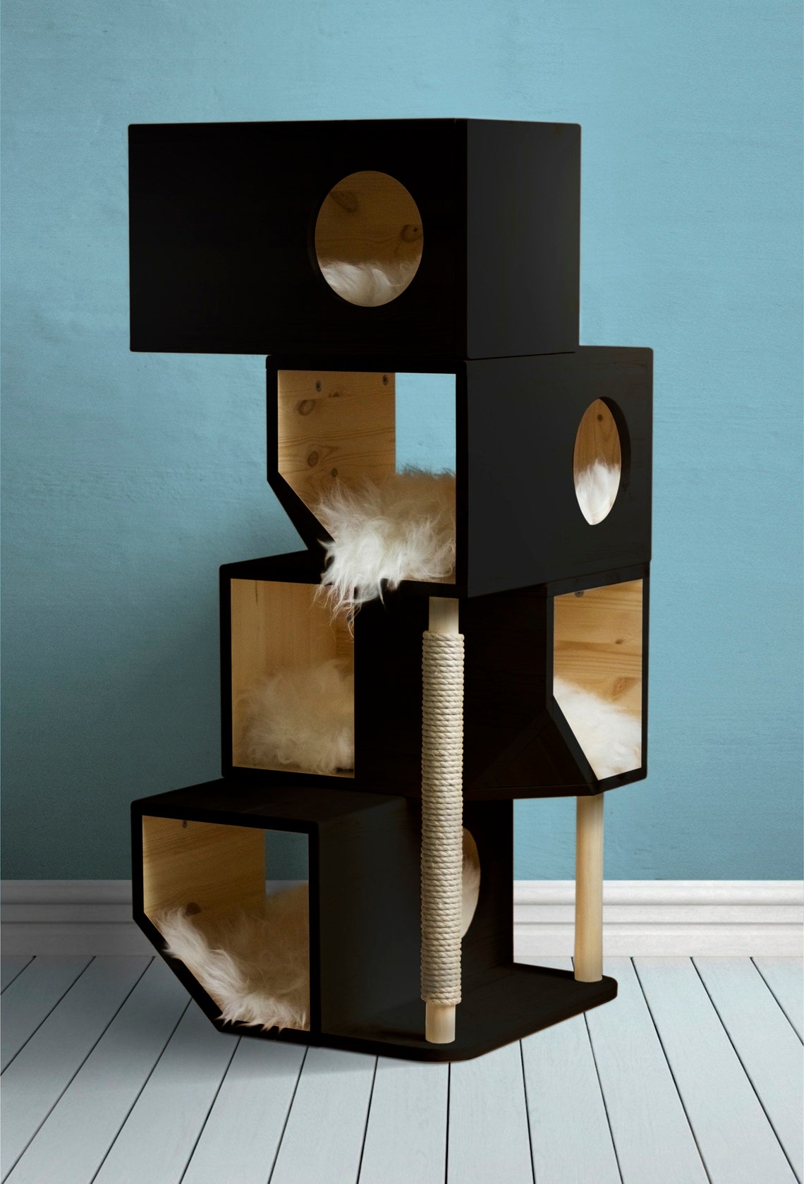 Freestanding Wooden Modular Cat House | Etsy