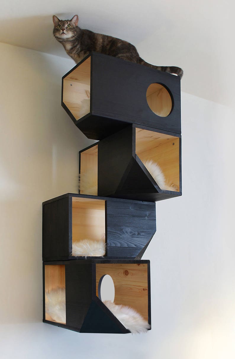 Black Catissa Modular Cat House | Etsy