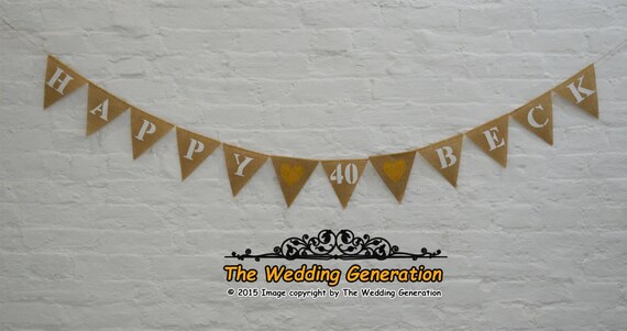 Happy 40th Happy 30th Burlap Bunting Birthday Party Banner | Etsy