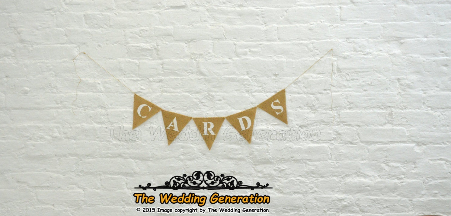 CARDS Hessian Bunting Wedding Decorations Party Celebrations Burlap ...