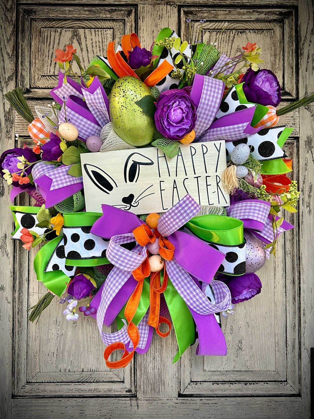 Easter Wreath, Carrot Wreath, Bunny Wreath, Spring Wreath, Purple ...