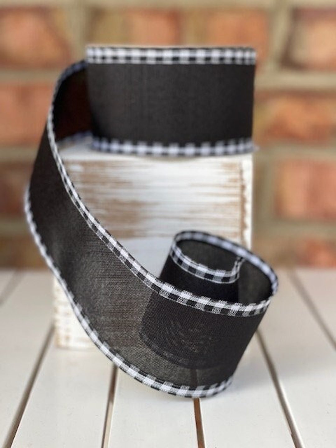 Black Linen Ribbon, Country Black Trim, Farrisilk, Black Ribbon, Wired ...