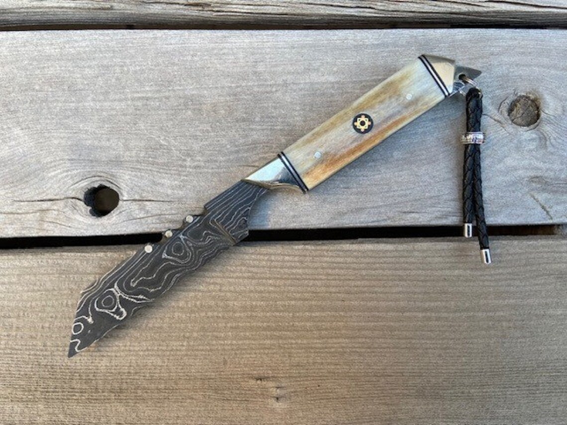 RAILEY Alabama Damascus Custom Knife, All USA, Handmade Swordfish ...