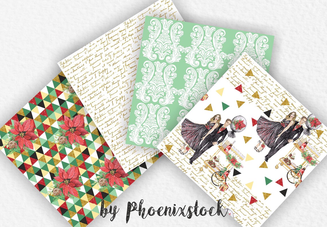 Christmas Paper Pack Digital Paper Winter Party Paper Pack Scrapbook ...