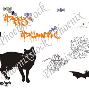 Halloween Clip Art Design Set/black Cat/halloween/ Happy Halloween ...