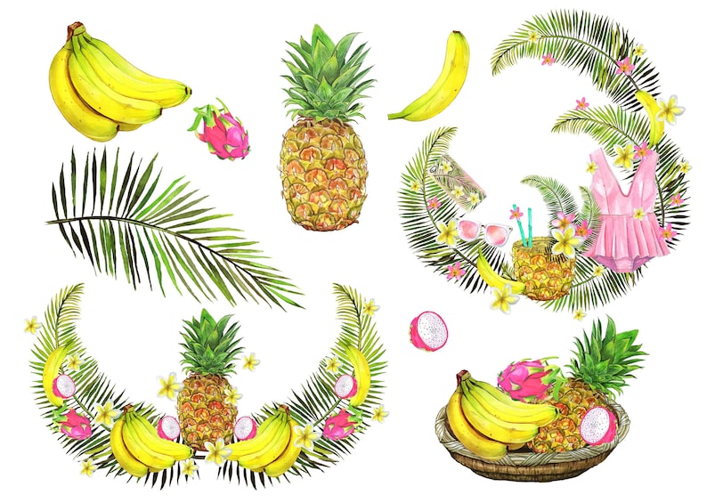 Watercolor Clip Art Tropical Watercolor Clipart Tropical Girl - Etsy