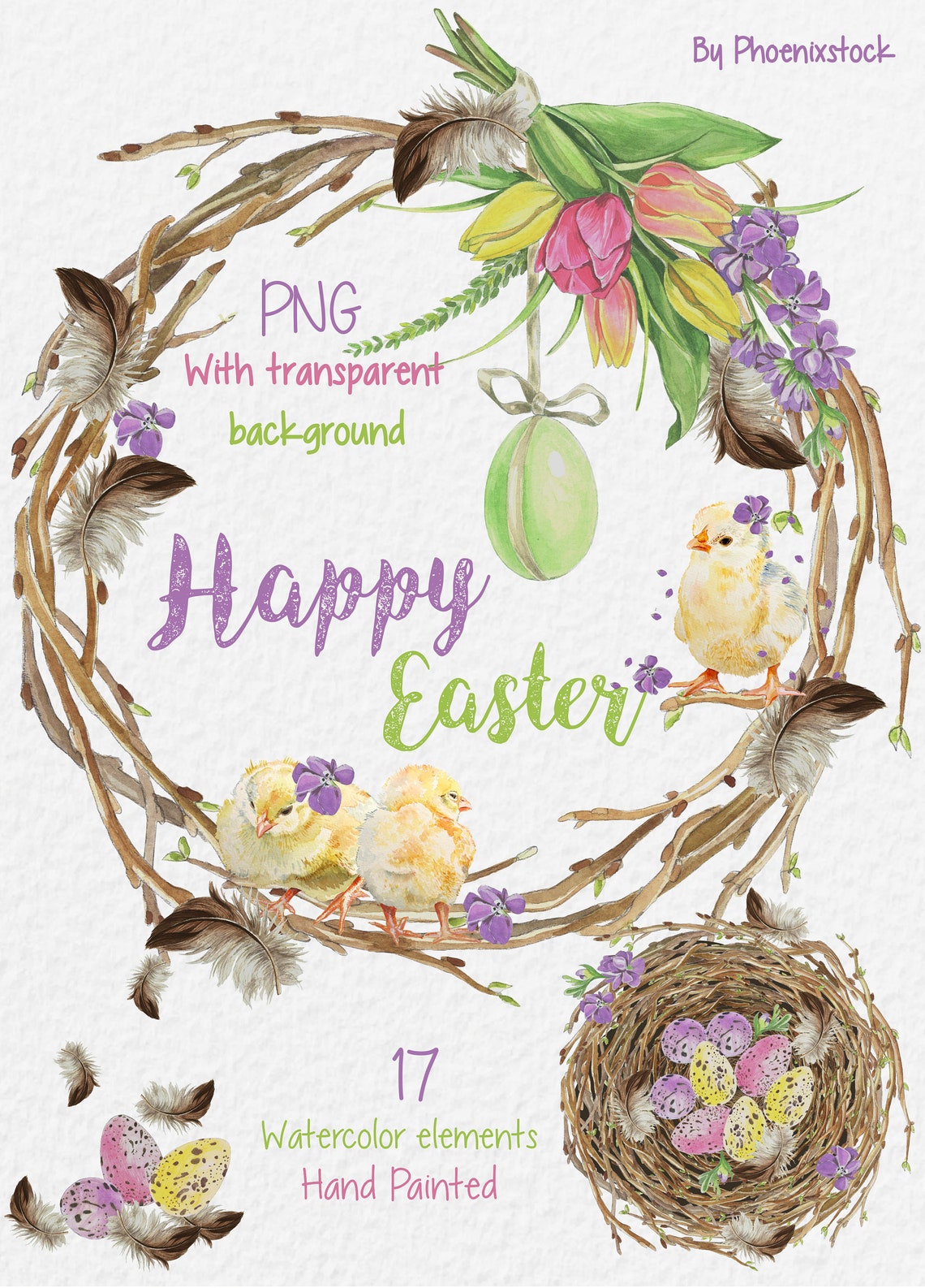 Watercolor Easter/watercolor Easter Clipart/watercolor Easter Egg ...