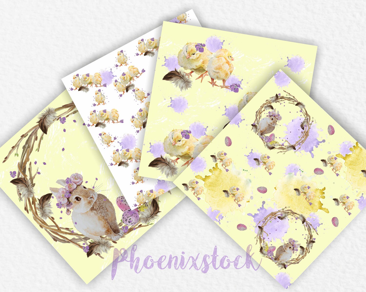 Easter Paper Pack/patterns Watercolor Backgrounds Cute Bunny/watercolor ...