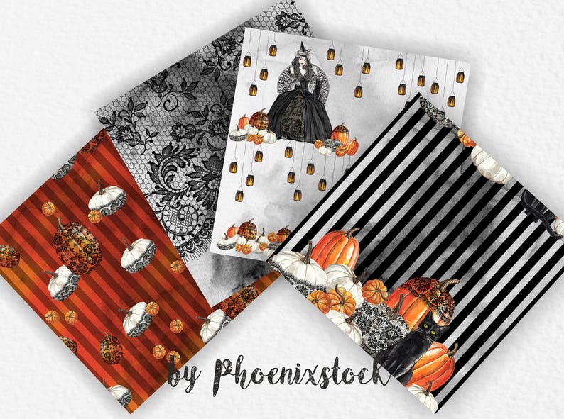 Halloween Paper Pack/halloween Digital Paper/pumpkin Digital Paper ...