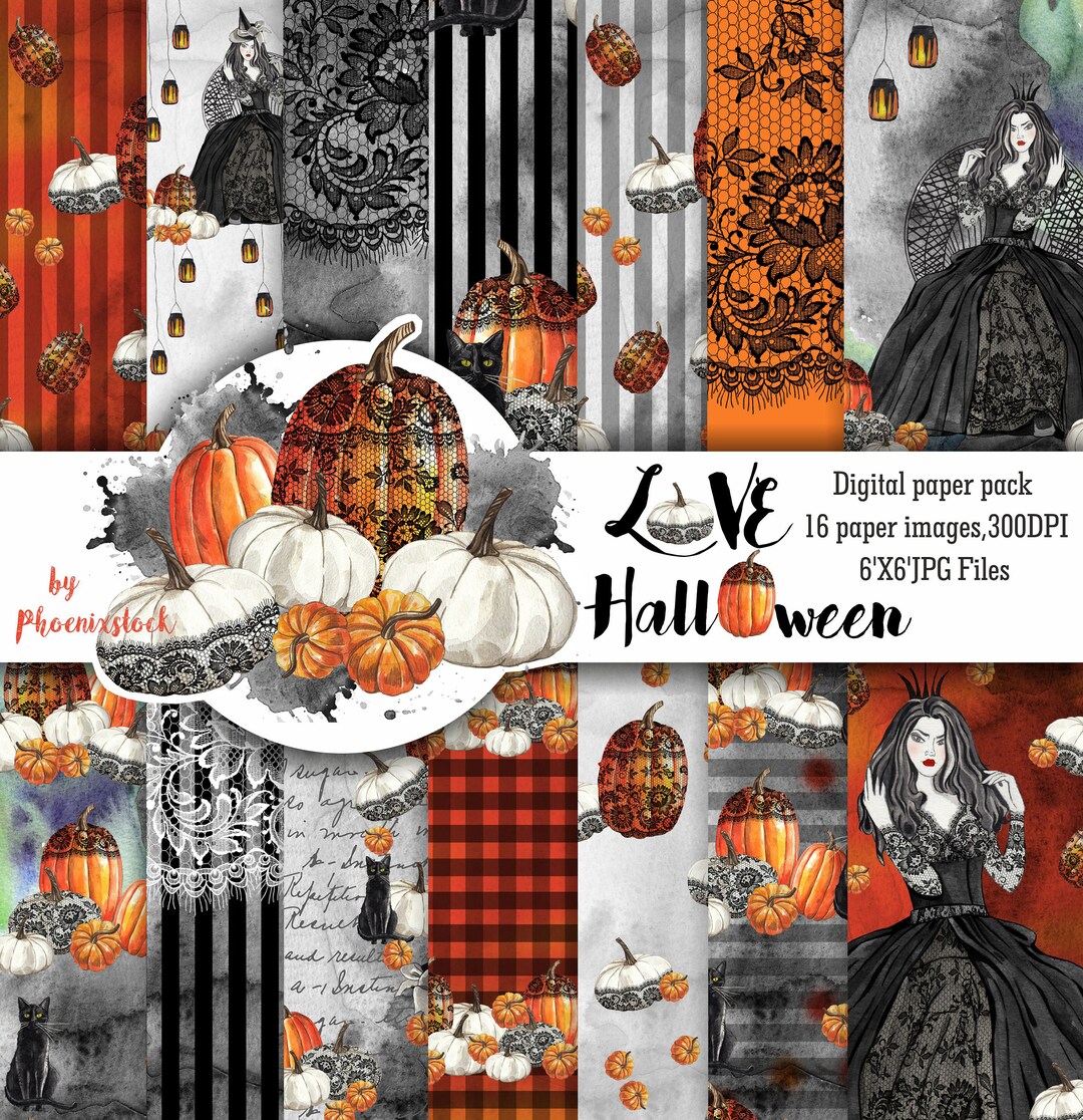 Halloween Paper Pack/halloween Digital Paper/pumpkin Digital Paper ...
