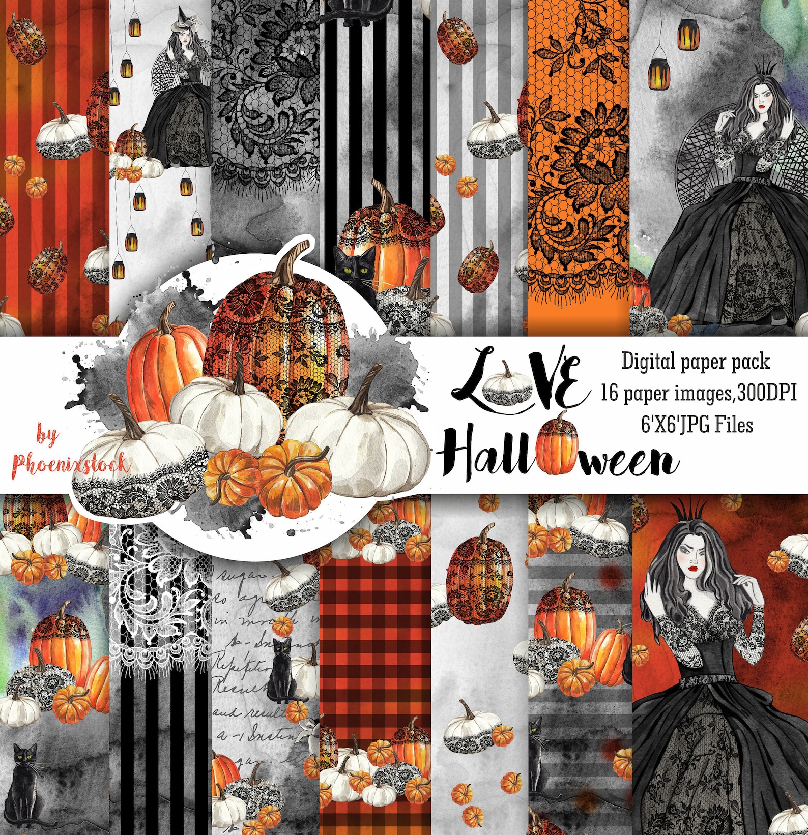 Halloween Paper Pack/halloween Digital Paper/pumpkin Digital Paper ...