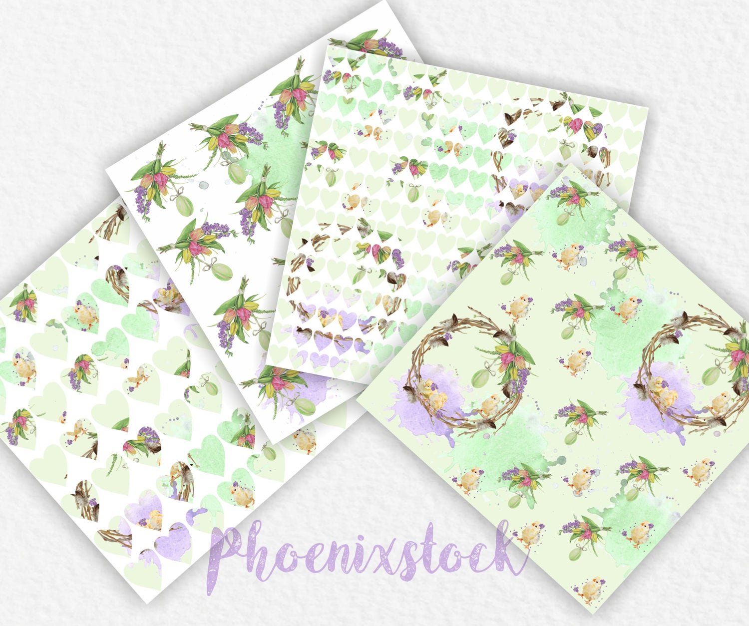 Easter Paper Pack/patterns Watercolor Backgrounds Cute Bunny/watercolor ...