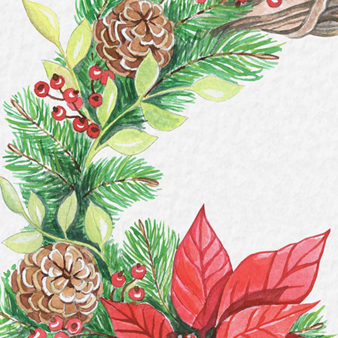 Christmas Printable Card Watercolor Christmas Wreath Card Card for ...