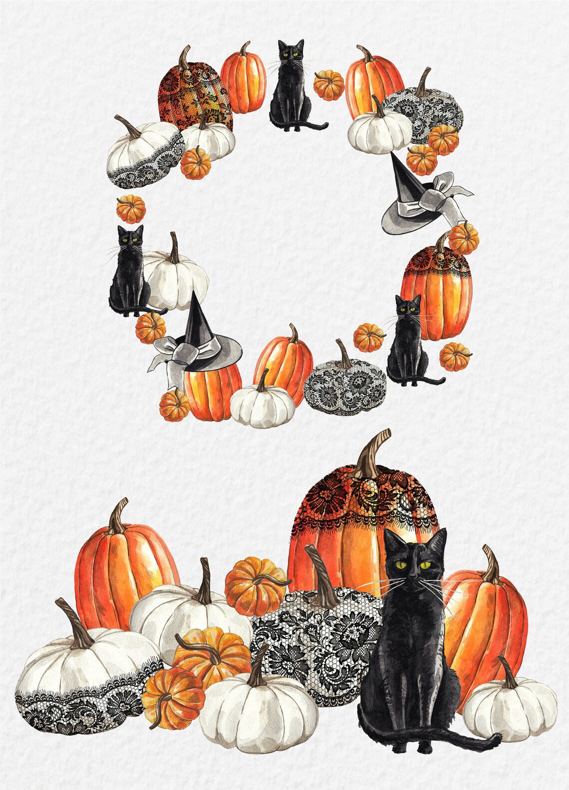 Halloween Clipart Watercolor Halloween Clipart Watercolor Fall - Etsy