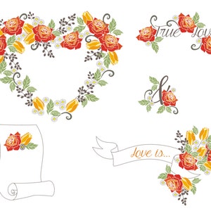 Wedding Clip Art/ Flower Clip Art/ Wreaths Flower/ Flower Hart/flower ...