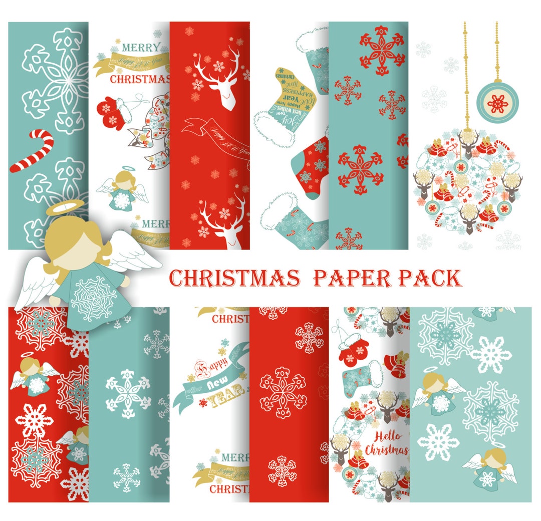Christmas Paper Pack / Christmas Clip Art/ 12 Digital Scrapbook ...