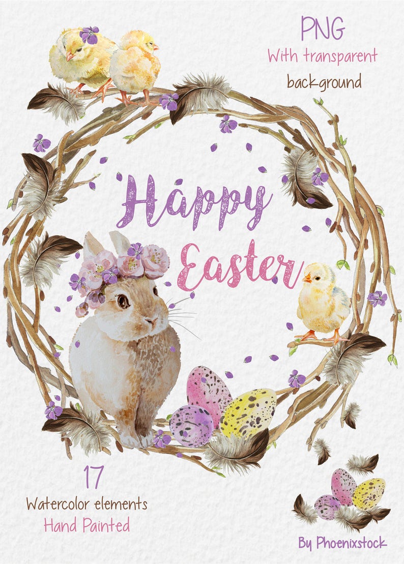 Watercolor Easter/watercolor Easter Clipart/watercolor Easter Egg ...