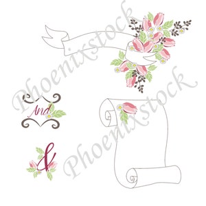 Wedding Clip Art/ Flower Clip Art/ Wreaths Flower/ Flower Hart/flower ...