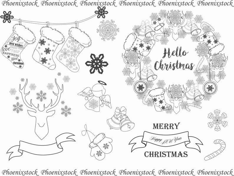 Chalkboard Christmas Clipart, Wreaths, Banners, Chalk. Clip Art for ...