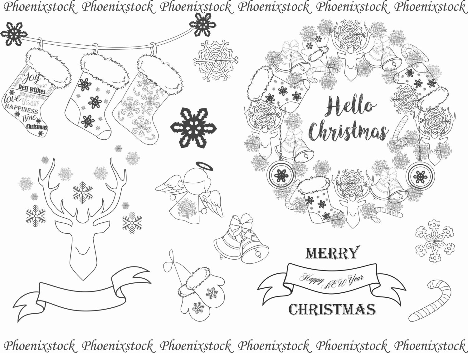 Chalkboard Christmas Clipart, Wreaths, Banners, Chalk. Clip Art for ...