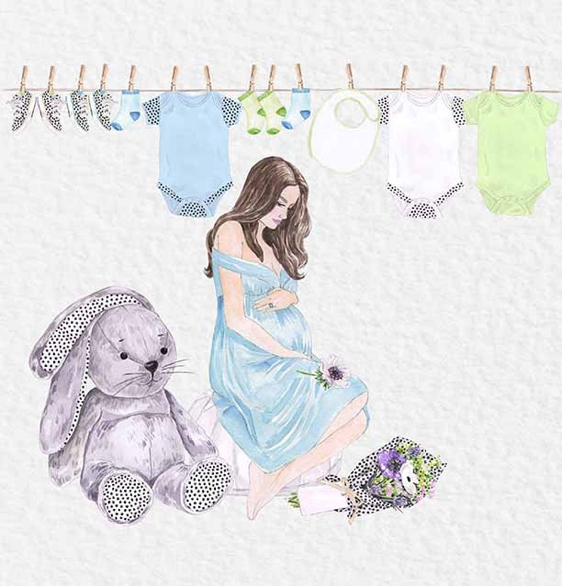 Watercolor Clip Art Baby Shower Boy Nursery Clipart - Etsy