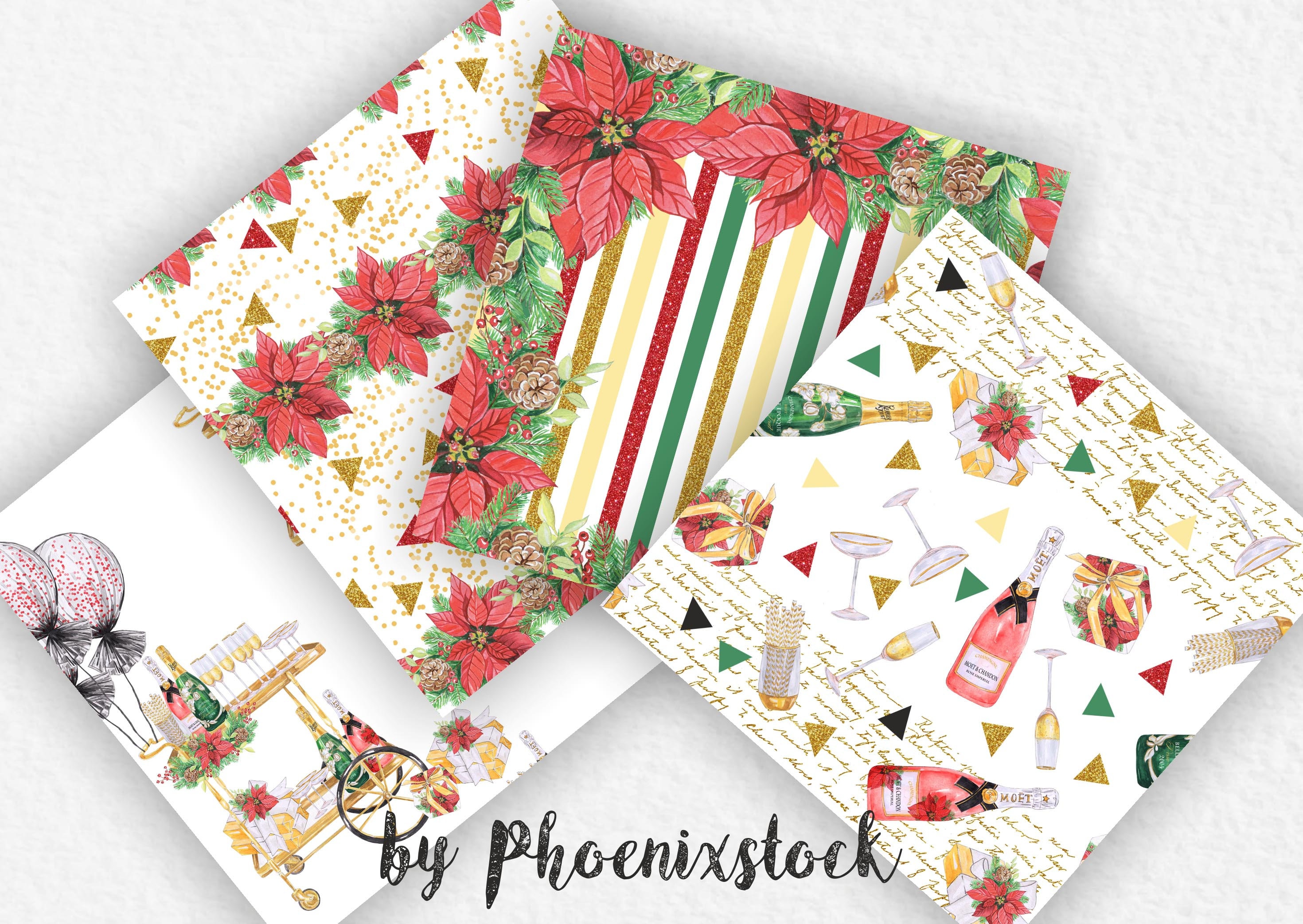Christmas Paper Pack Digital Paper Winter Party Paper Pack Scrapbook ...