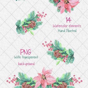 Watercolor Christmas Clipart/ Christmas Wreath Clip Art/ Watercolor ...