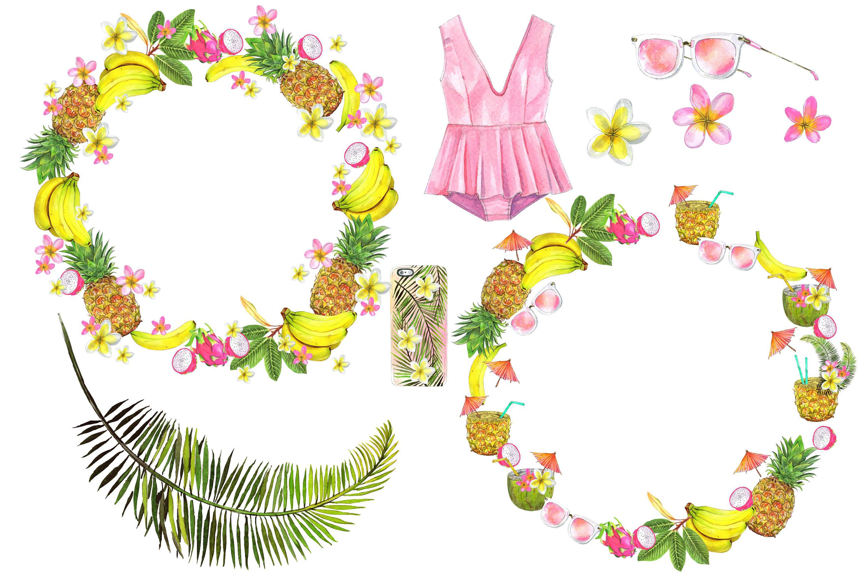 Watercolor Clip Art Tropical Watercolor Clipart Tropical Girl ...