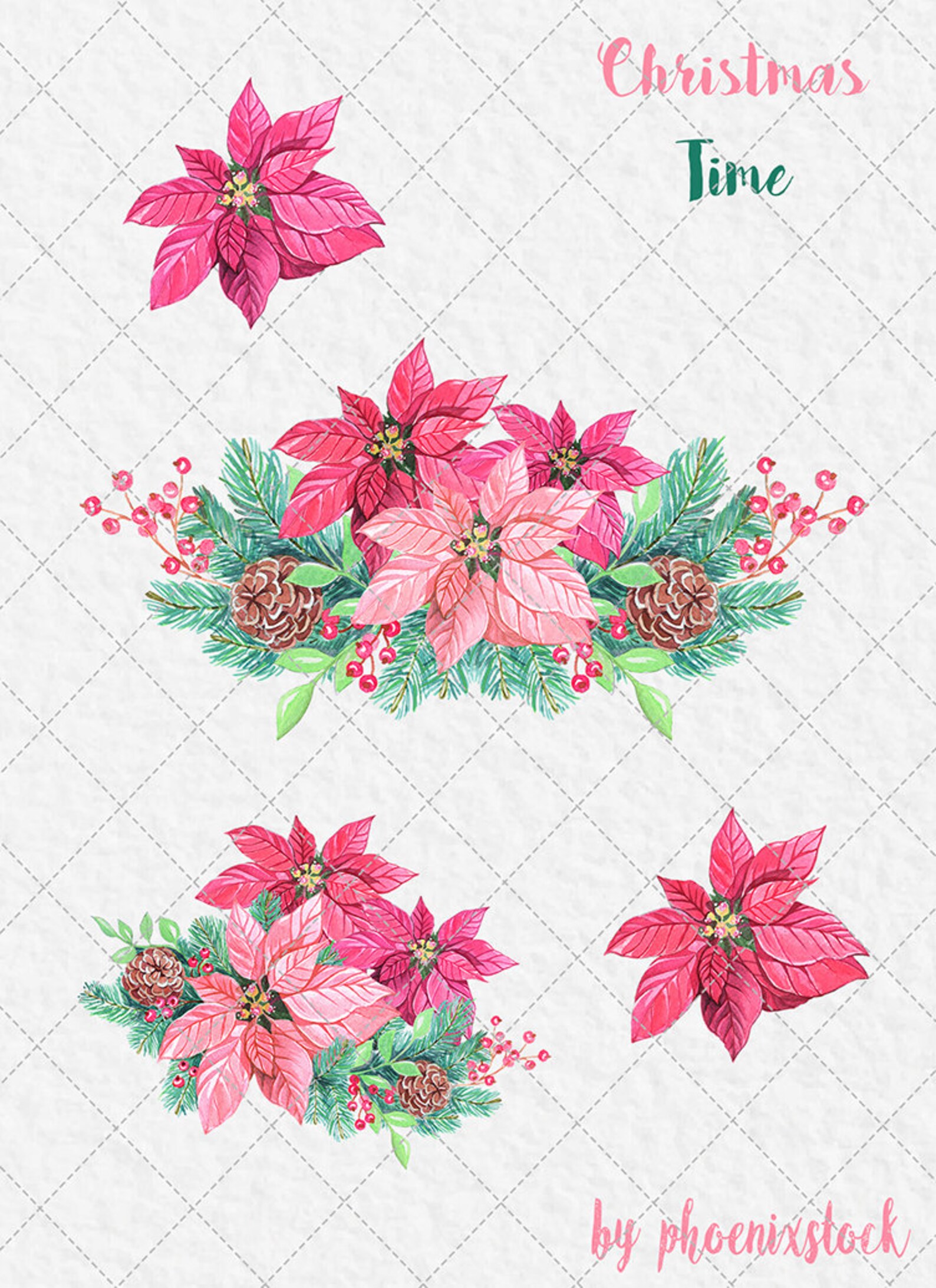 Watercolor Christmas Clipart/ Christmas Wreath Clip Art/ Watercolor ...