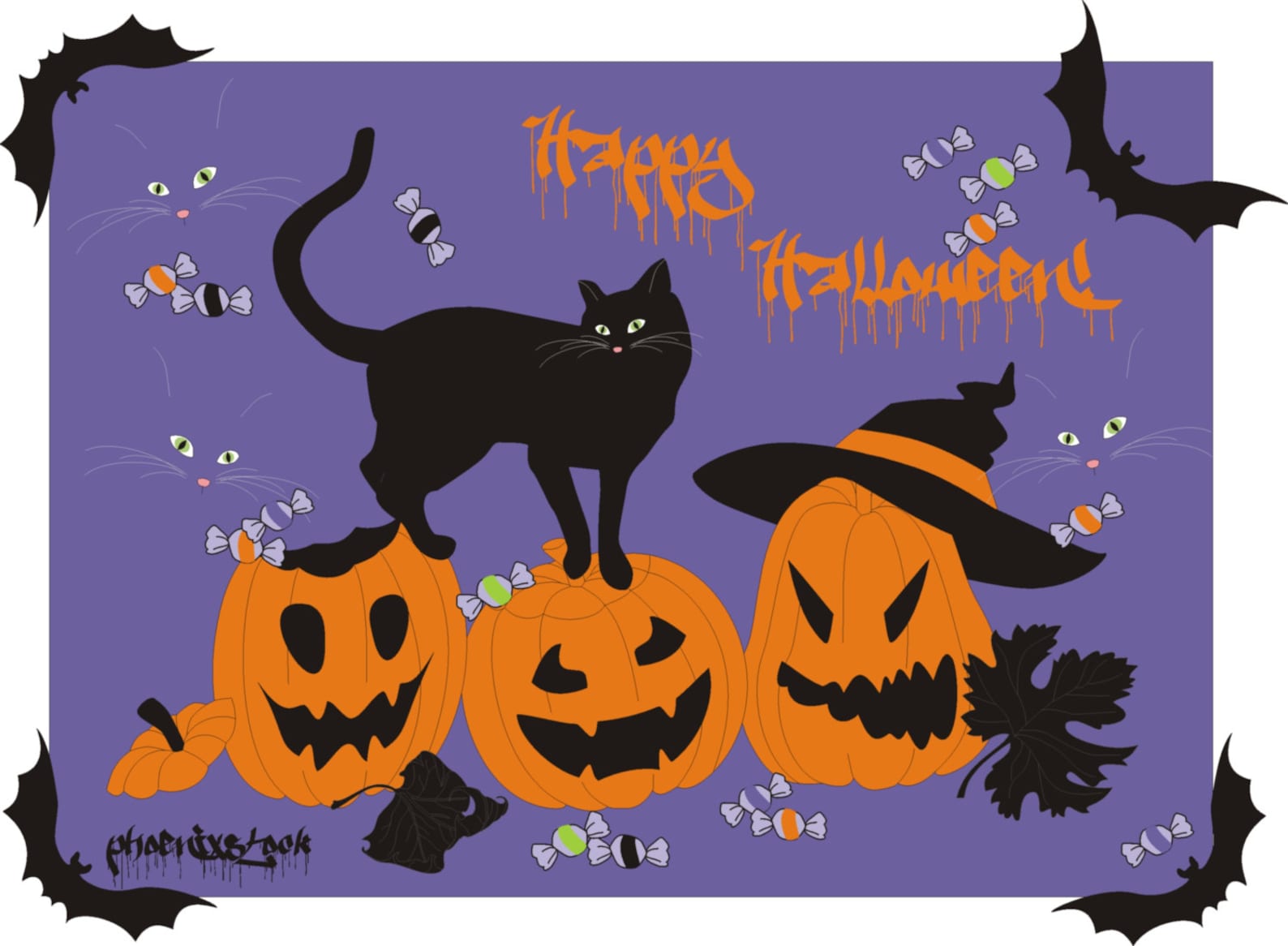 Halloween Clip Art Design Set/black Cat/halloween/ Happy Halloween ...