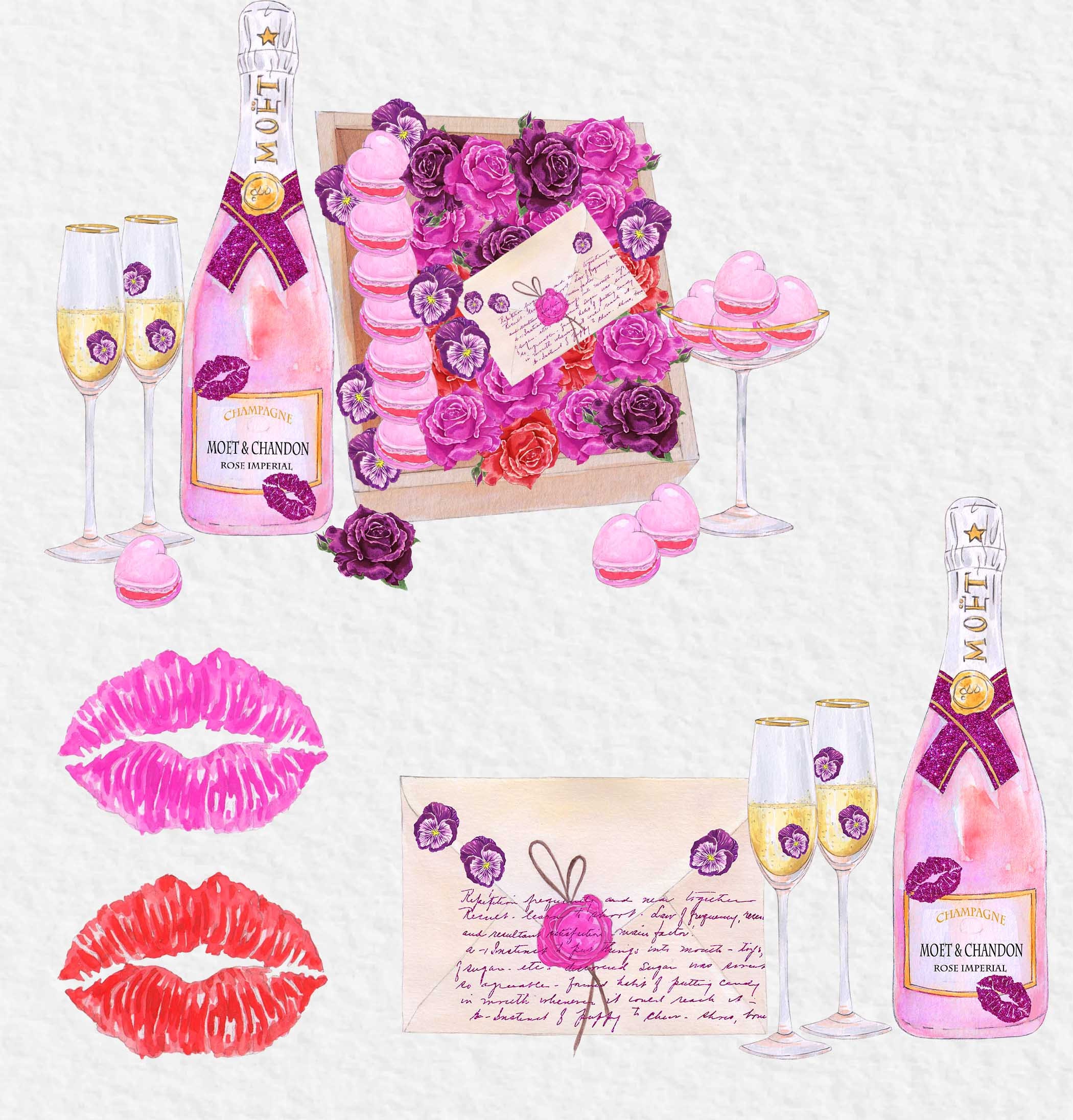 Valentine's Clip Art Watercolor Valentine's Day Clipart Love Romantic ...