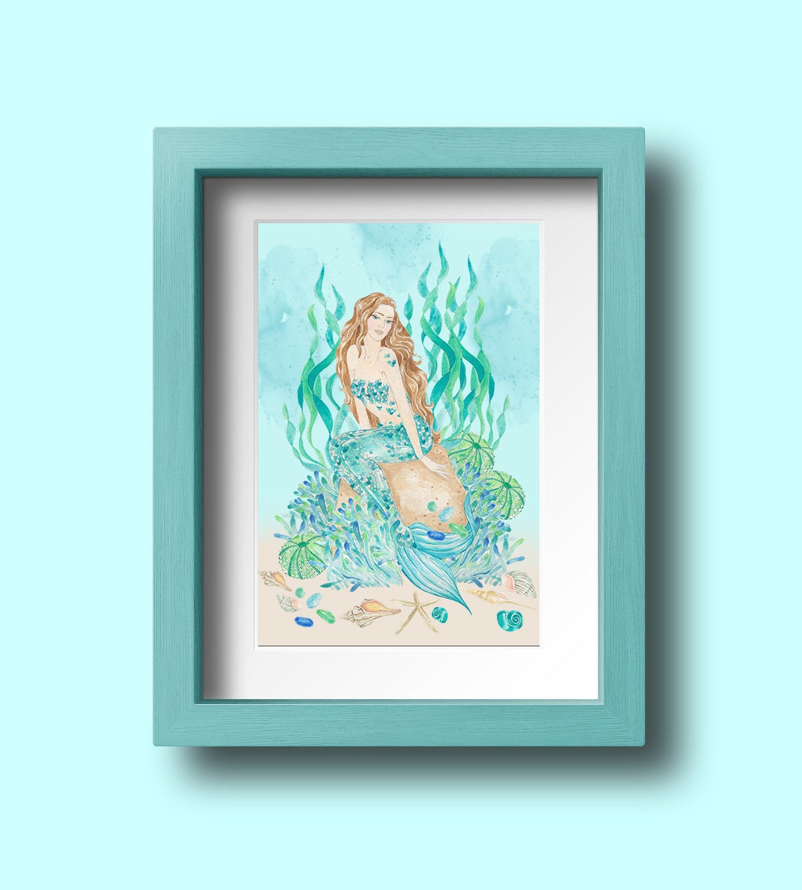 Mermaid Print Wall Art Mermaid Poster Watercolor Mermaid Printable ...