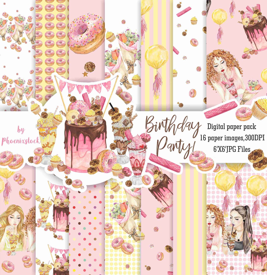 Birthday Clip Art/ Cup Cakes Clip Art/ 16 Digital Scrapbook Birthday ...