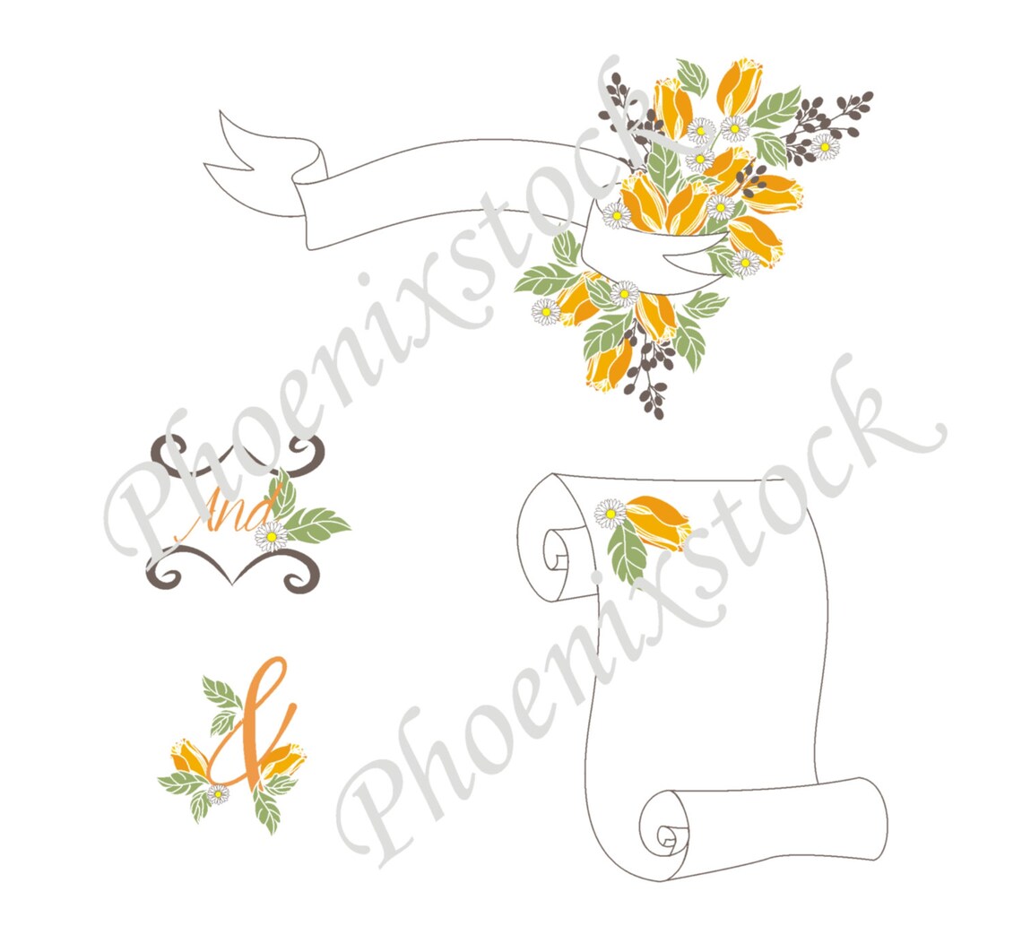 Wedding Clip Art/ Flower Clip Art/ Wreaths Flower/ Flower Hart/flower ...