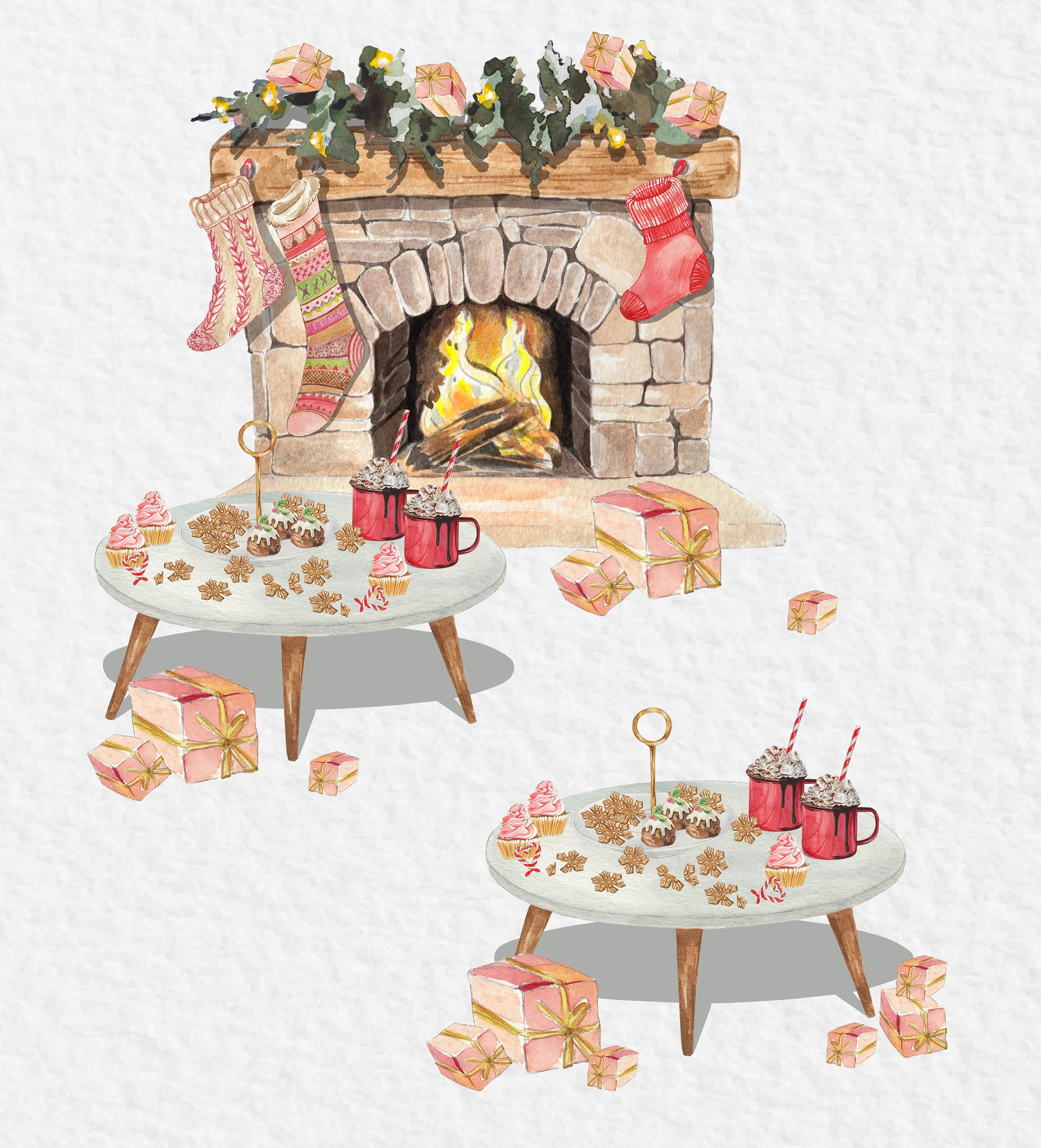 Christmas Clip Art Girl/watercolor Christmas/cozy Girl/watercolor Girl ...