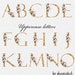 Gold Alphabet Foil Effect Floral Alphabet Clip Art Wedding Bridal Logo ...