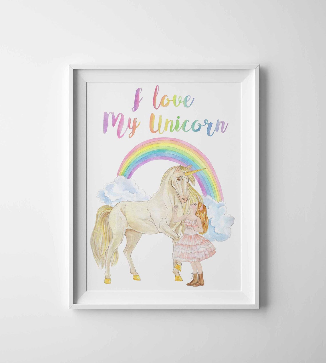 Unicorn Print Wall Art Girl Poster Watercolor Birthday Printable ...