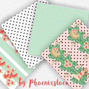 Watercolor Flamingo Paper Pack Digital Paper Flamingo Scrapbook Summer ...