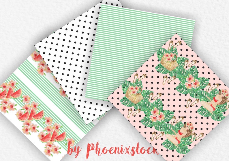 Watercolor Flamingo Paper Pack Digital Paper Flamingo Scrapbook Summer ...