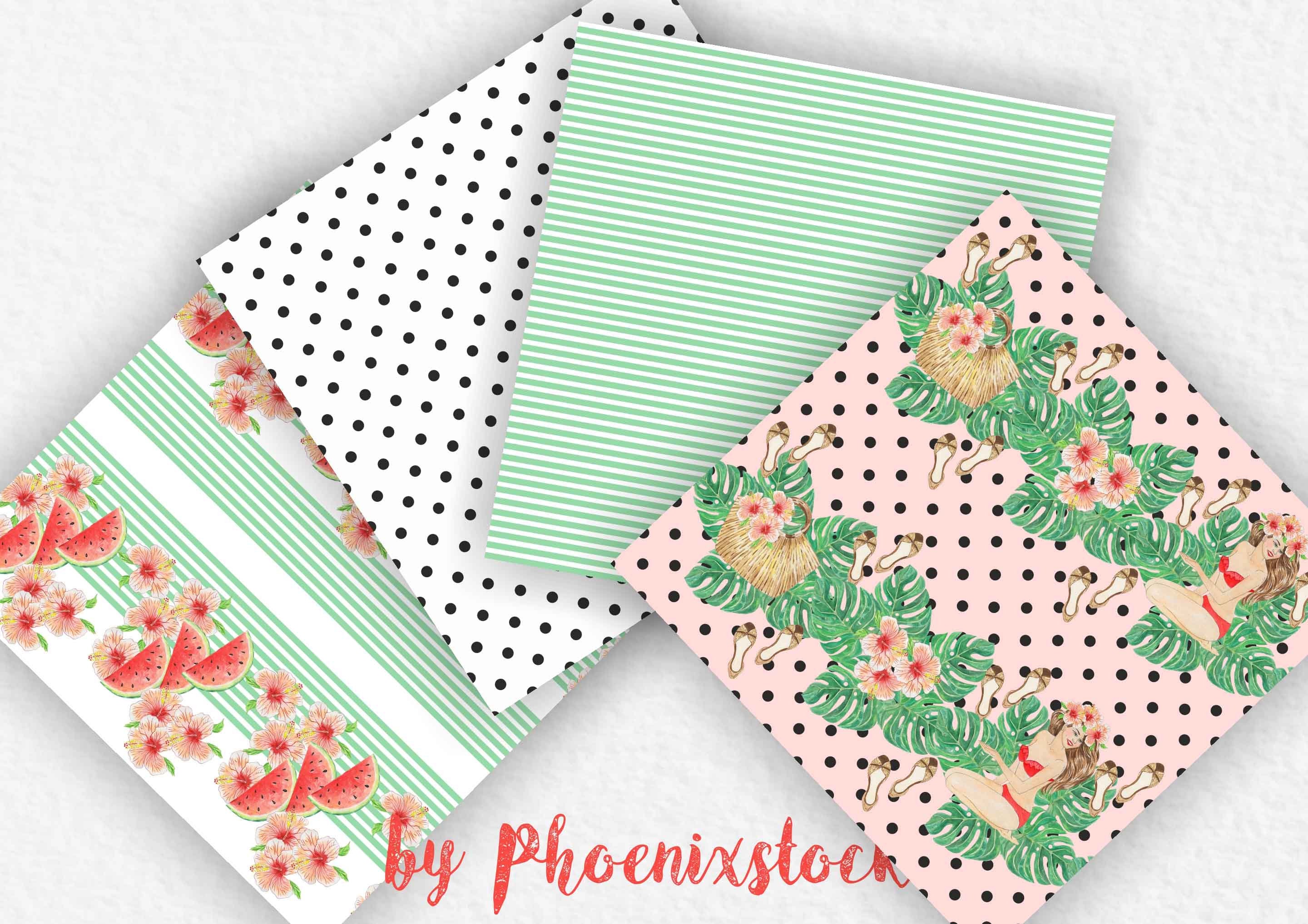 Watercolor Flamingo Paper Pack Digital Paper Flamingo Scrapbook Summer ...
