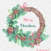 Watercolor Christmas Clipart/ Christmas Wreath Clip Art/ Watercolor ...