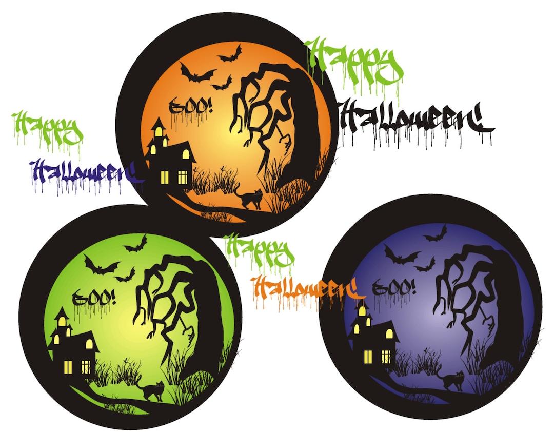 Halloween Clip Art Design Set/black Cat/halloween/ Happy Halloween ...
