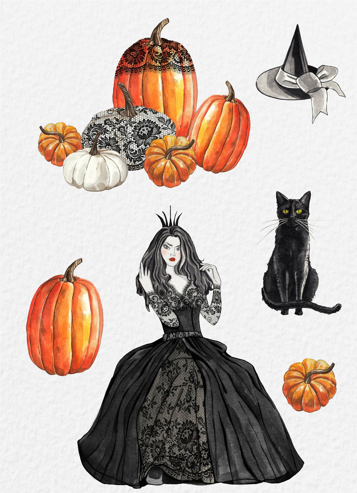 Halloween Clipart Watercolor Halloween Clipart Watercolor Fall - Etsy