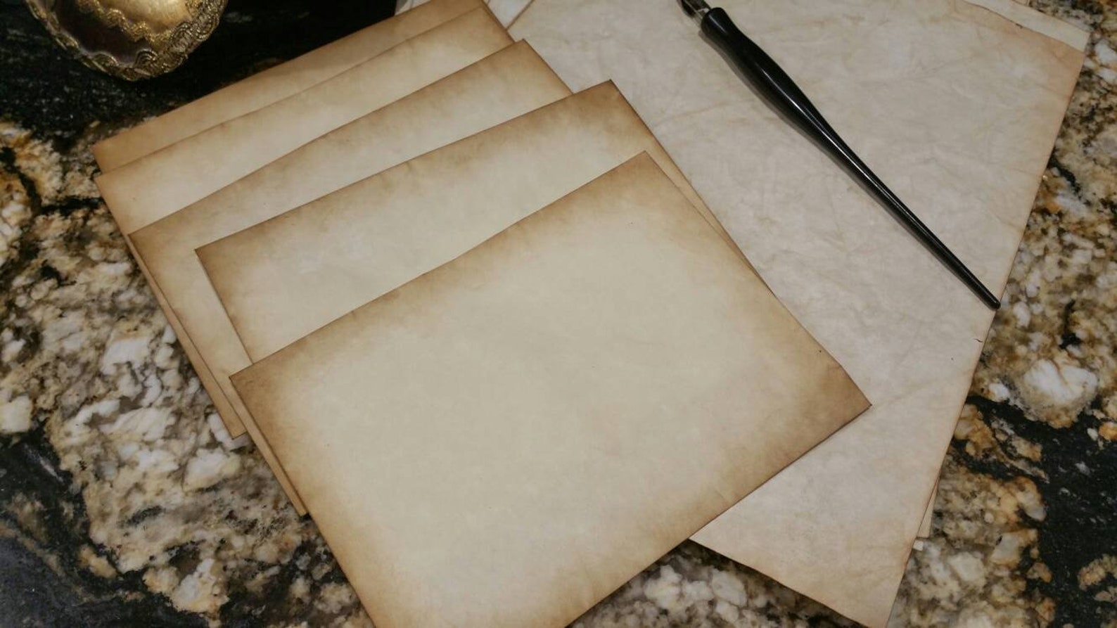 10 pages of Aged distressed edge ivory parchment paper w/5 | Etsy