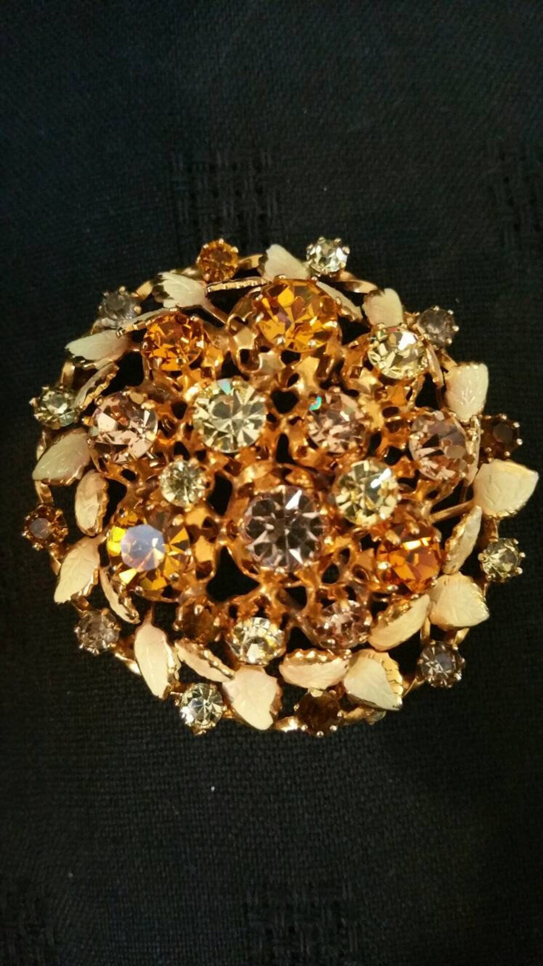Gorgeous Vintage Mid Century Signed Austrian Brooch Beautiful Stones ...