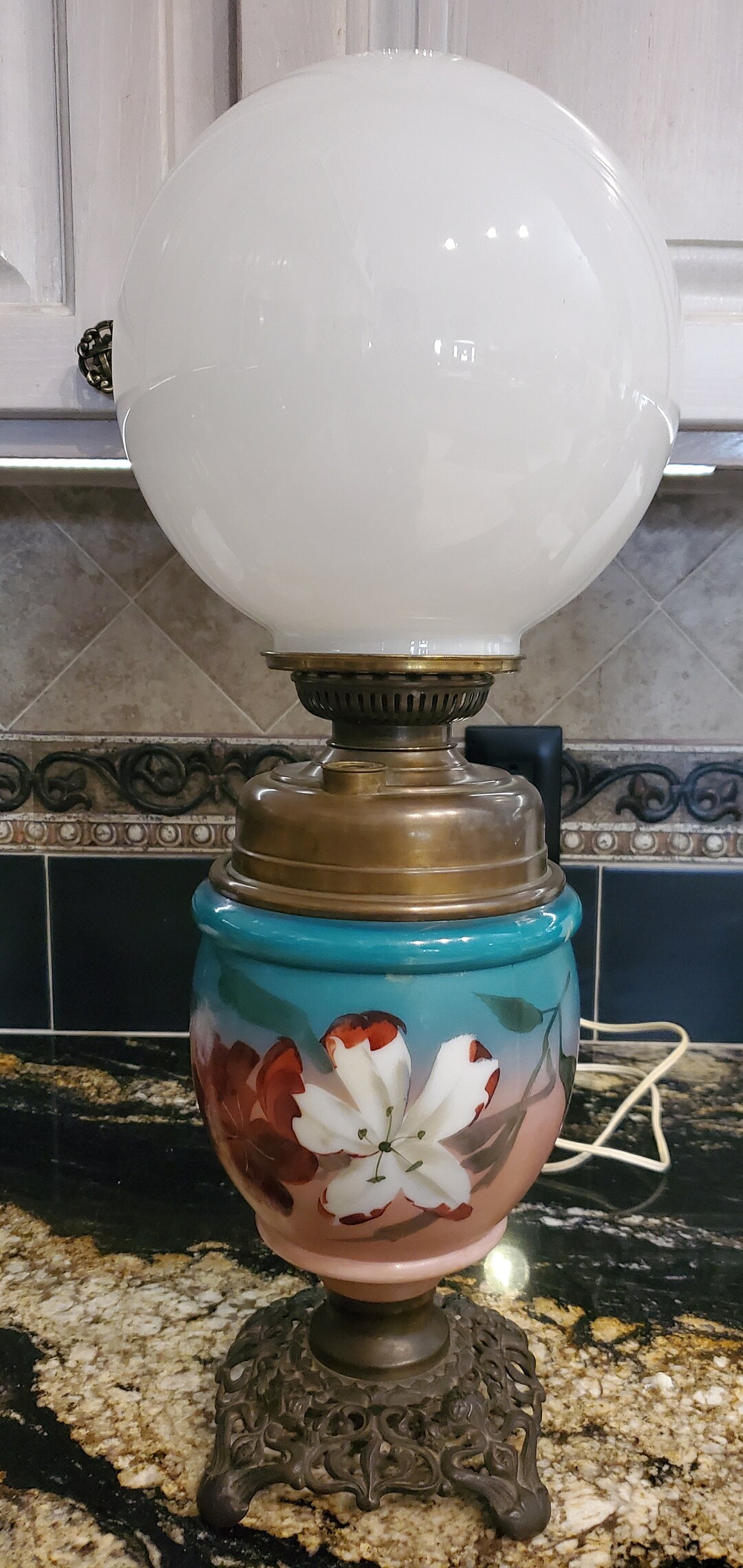 RARE Antique Victorian 1880s Parlor Boudoir L & B Belgium Lamp Hand ...