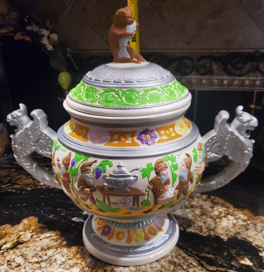 Rare Vintage American Made Pottery Hand Painted Tureen Serving Soups ...